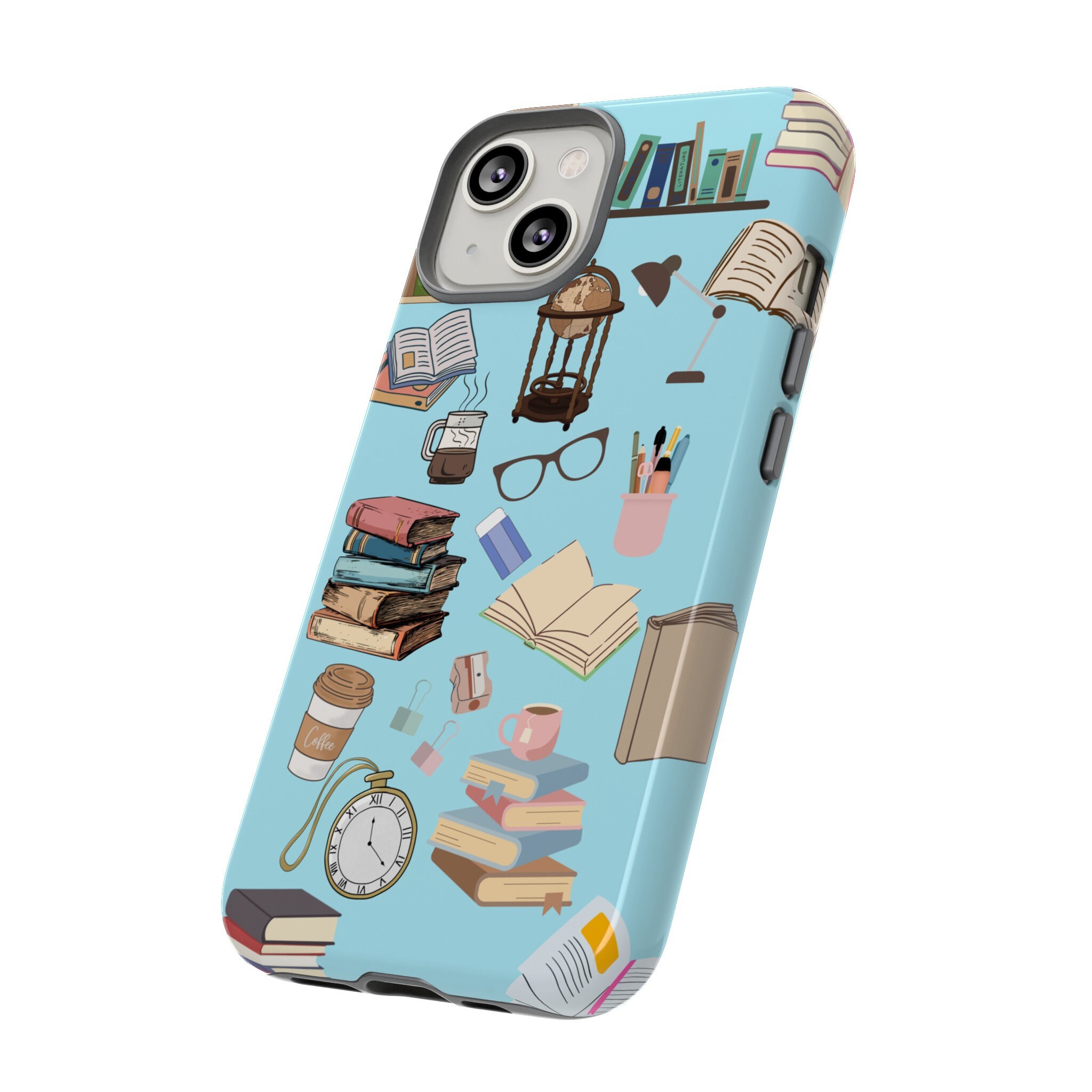 Book Collage Phone Case, Antique Clock, Eyeglasses, Bookshelf, Book ...
