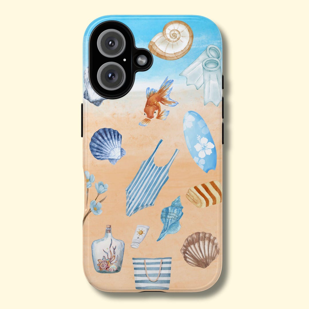 Beach Bikini Phone Case Summer Ocean Fish Seashell Collage Design Print ...