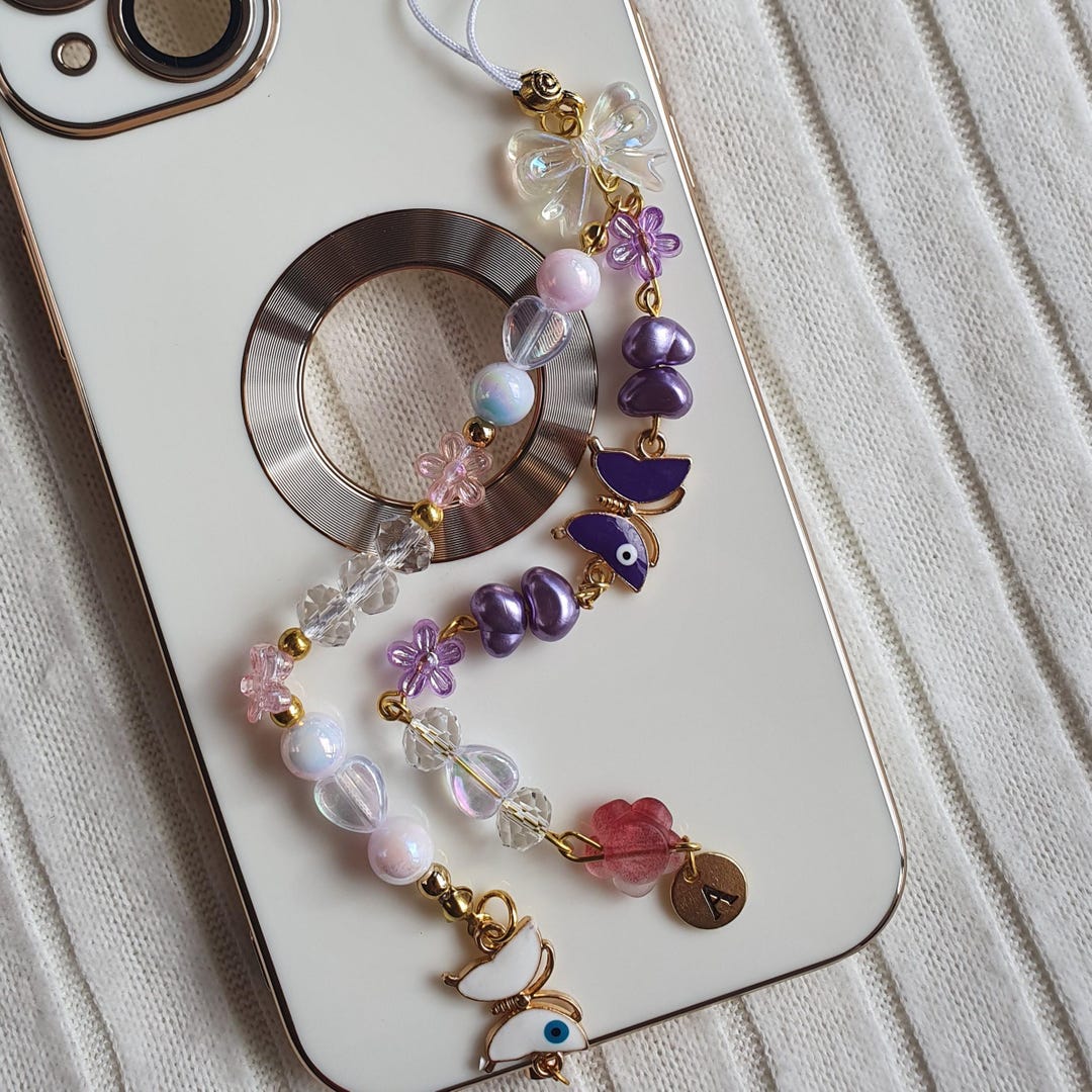 Personalized Cute Phone Charm Custom Phone Strap Beaded Phone Chain ...