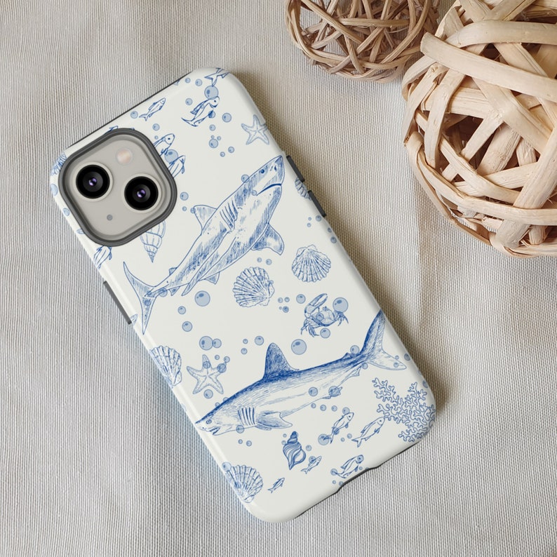 Cute Shark Phone Case, Sea Moss, Shark, Seashell Collage Phone Case ...