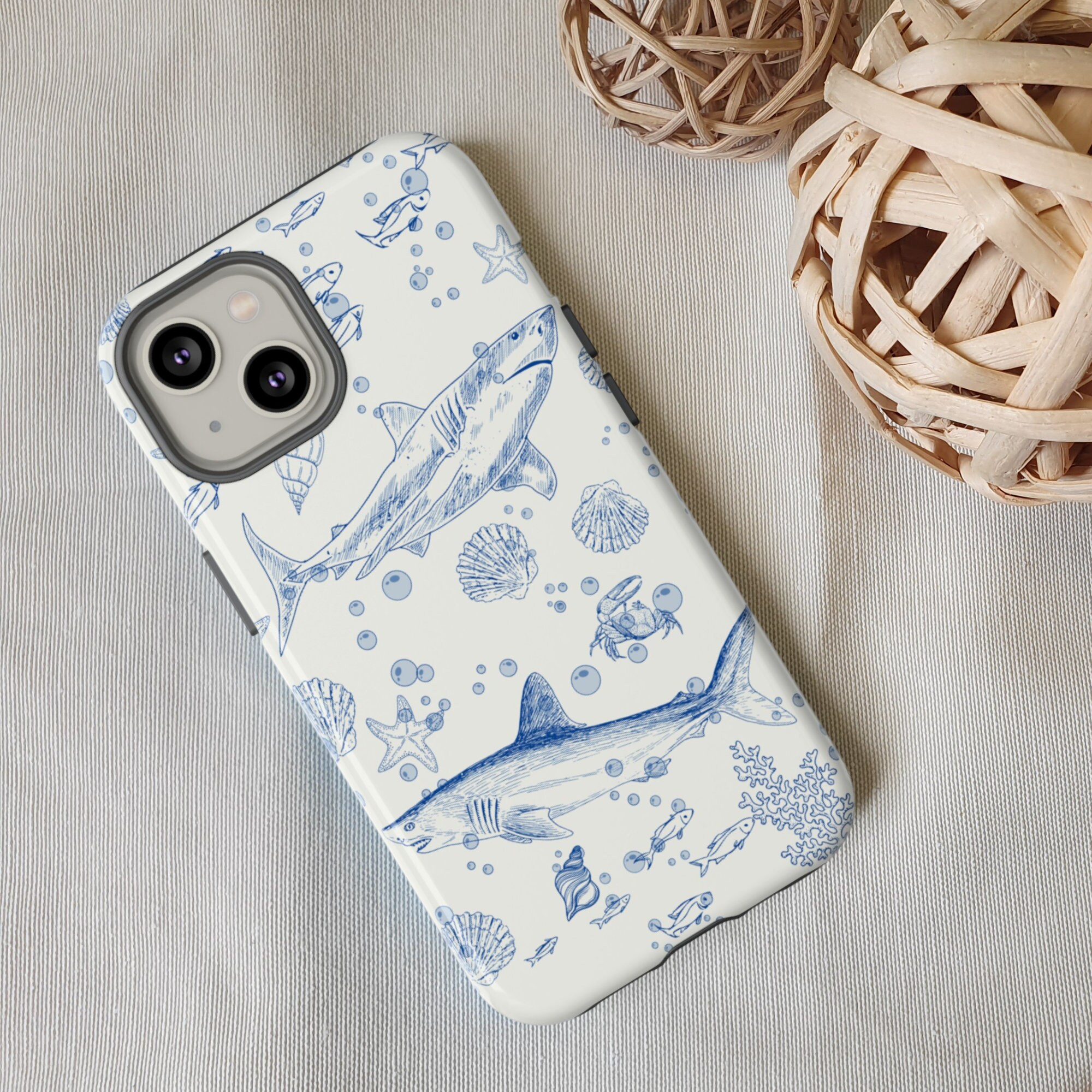 Cute Shark Phone Case, Sea Moss, Shark, Seashell Collage Phone Case ...