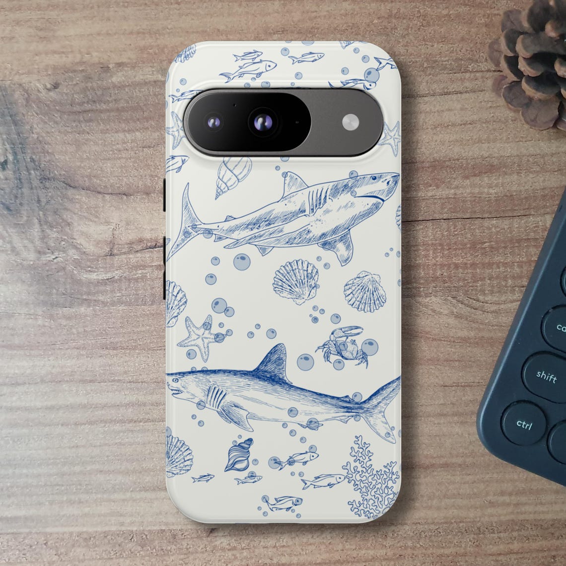 Cute Shark Phone Case, Sea Moss, Shark, Seashell Collage Phone Case - Etsy