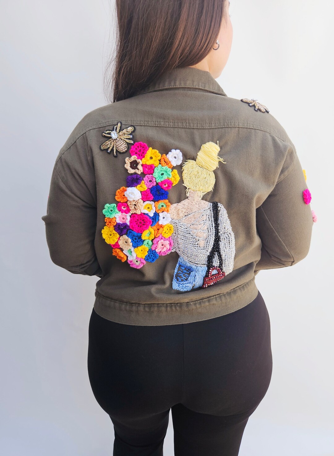 Crochet Flower Jacket,embroidered Jacket,sparkly Jean Jacket,desing ...