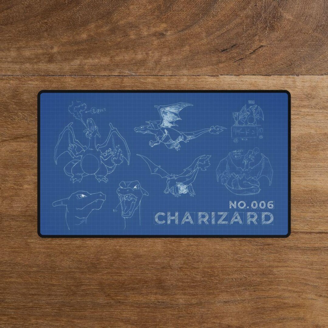 Charizard Blueprint Pokemon Card Playmat or Mousepad 24x14 Inches - Etsy