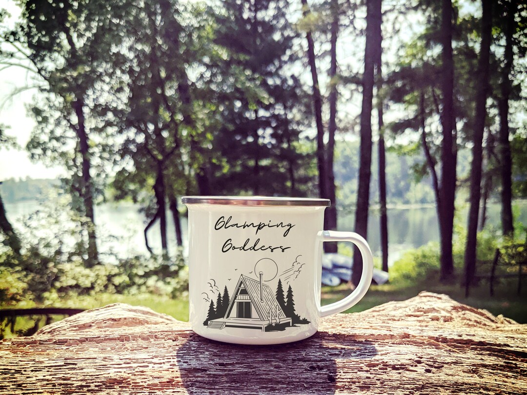 Glamping Mug, Glamping Goddess Mug, Enamel Camping Mug, Glamping Gifts ...