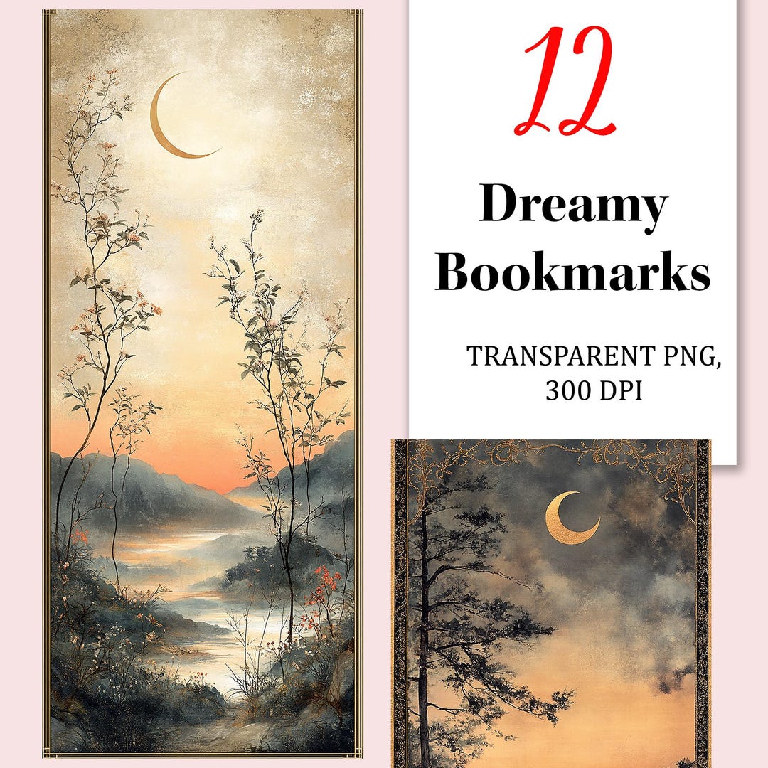 Dreamy Bookmarks: Watercolor Clipart PNG, AI Illustration (digital ...