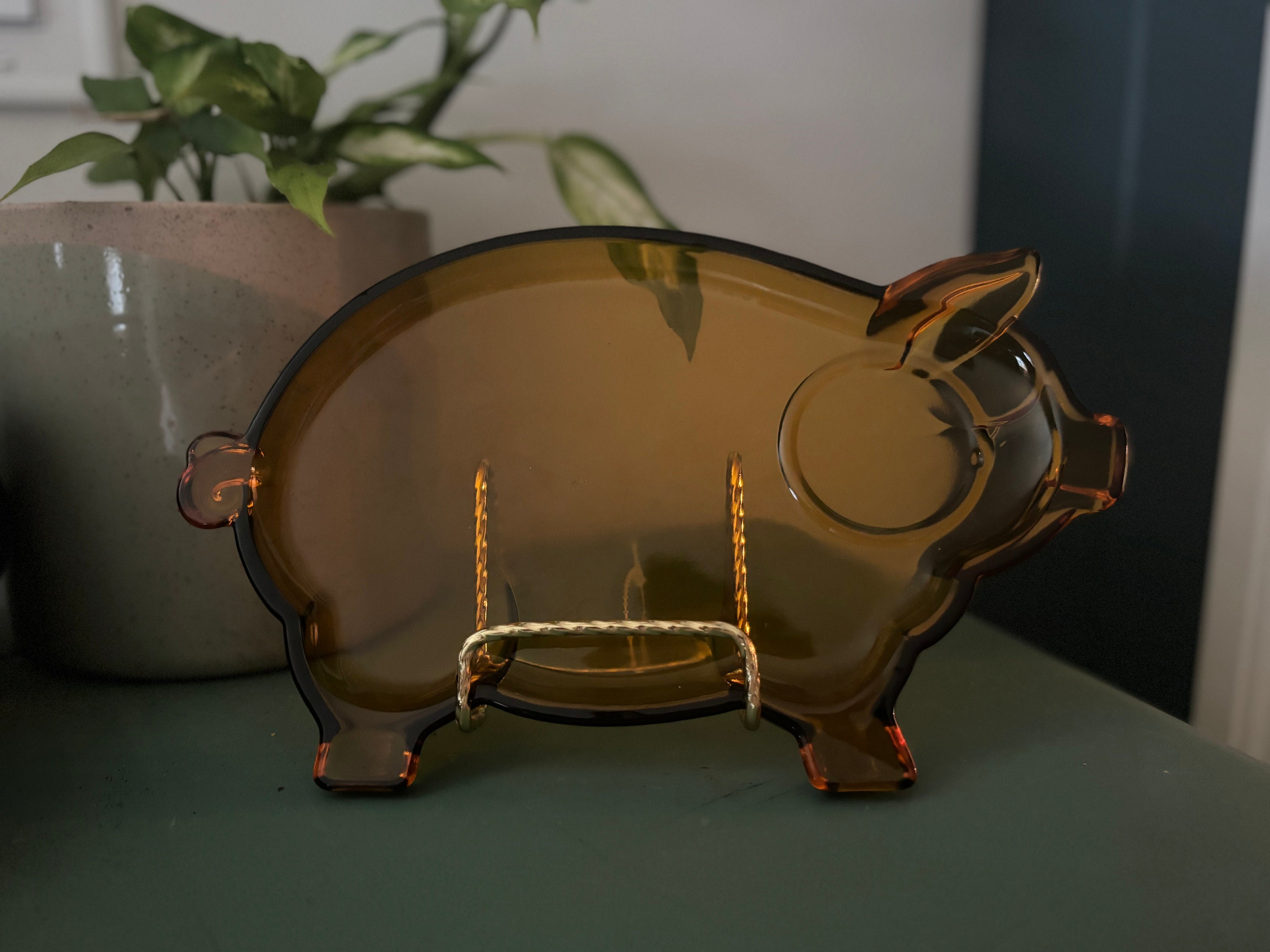 70s Tiara Amber Pig Platter - Etsy