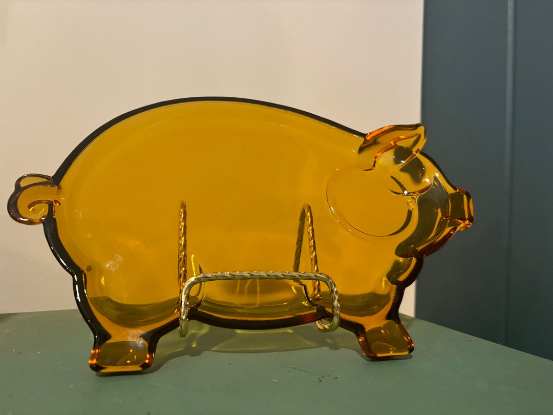 70s Tiara Amber Pig Platter - Etsy