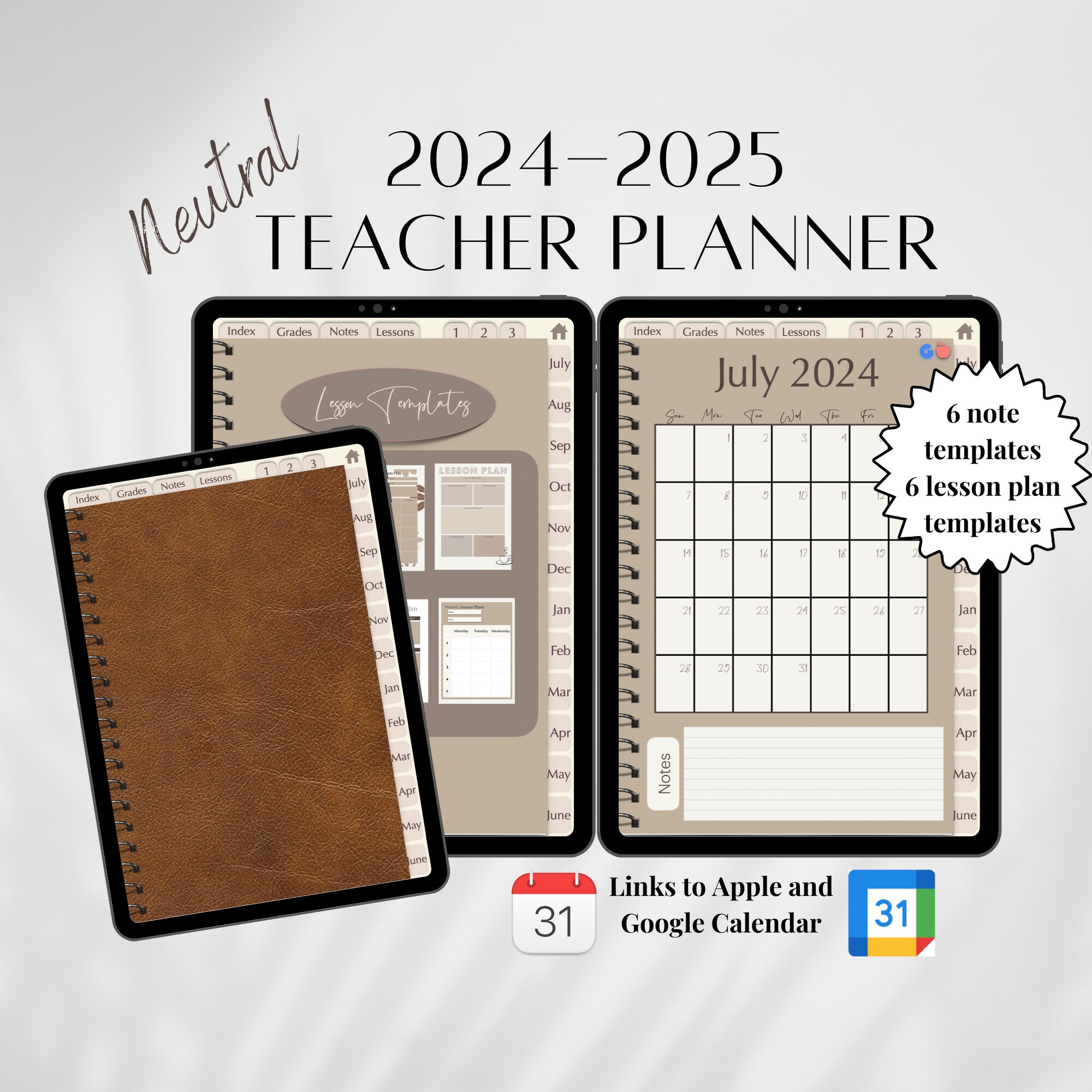 Digital Teacher Planner 2024-2025 Neutral Digital Planner Teacher Dated ...