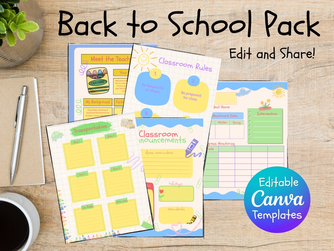 Back to School Editable Template Elementary First Day of School ...