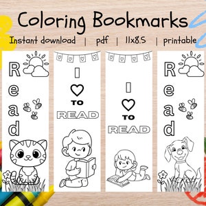Printable Bookmark School Activity Coloring Bookmark Kindergarten Color ...