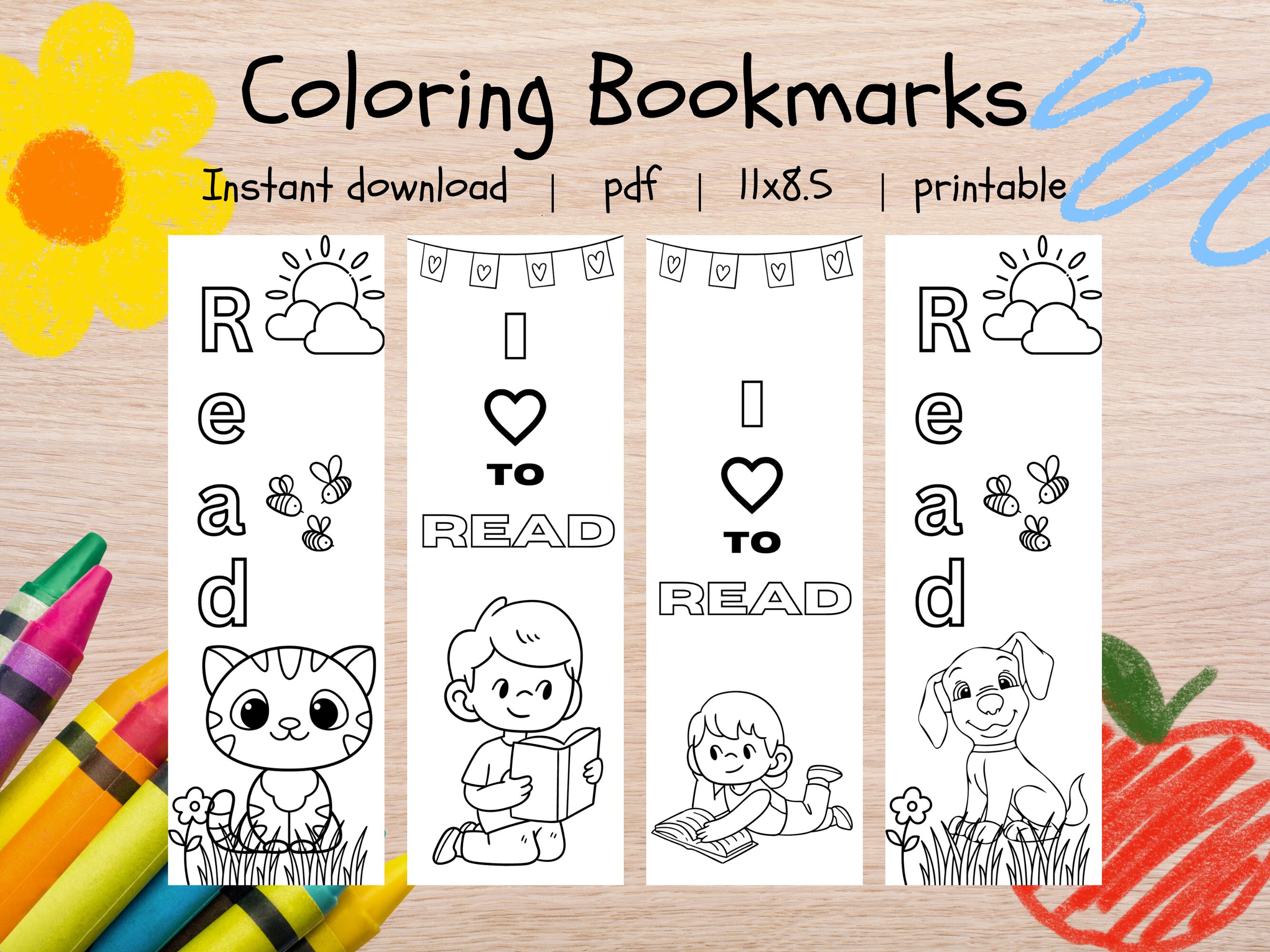 Printable Bookmark School Activity Coloring Bookmark Kindergarten Color ...