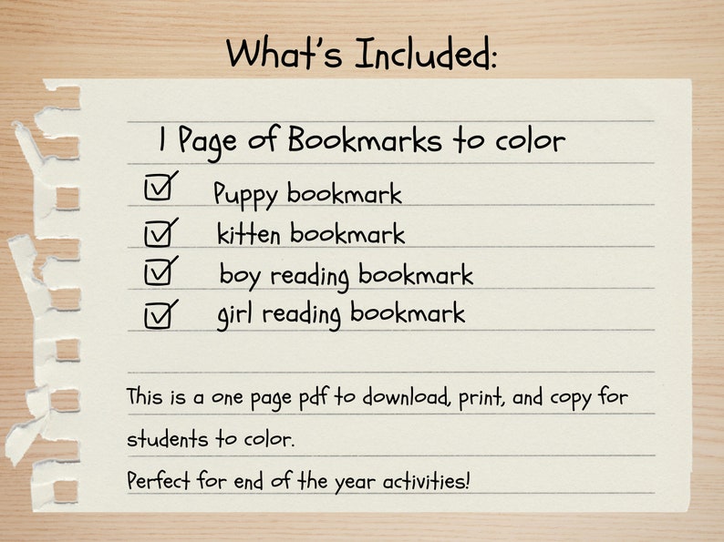 Printable Bookmark School Activity Coloring Bookmark Kindergarten Color ...