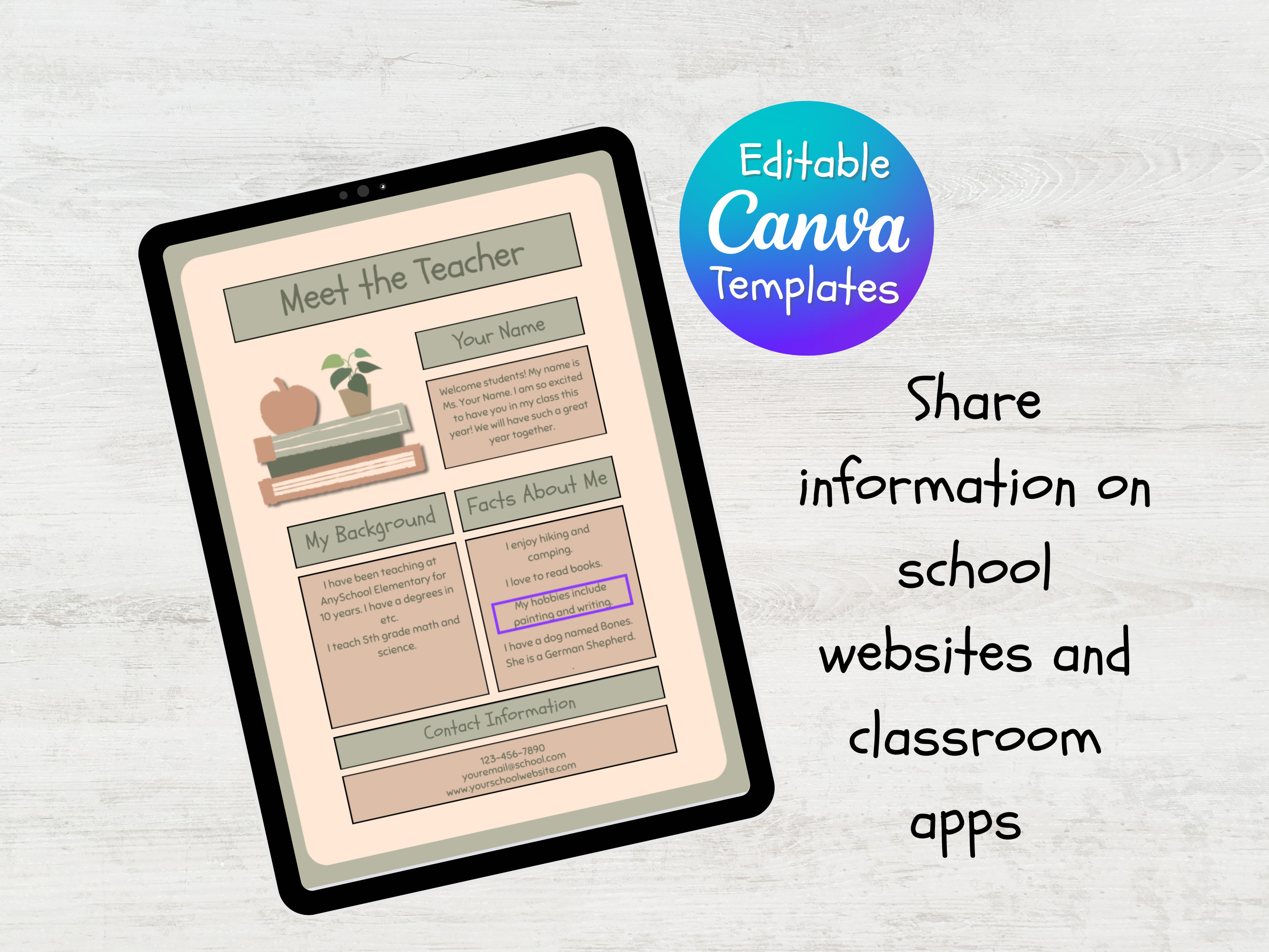 Back to School Editable Template Elementary First Day of School ...