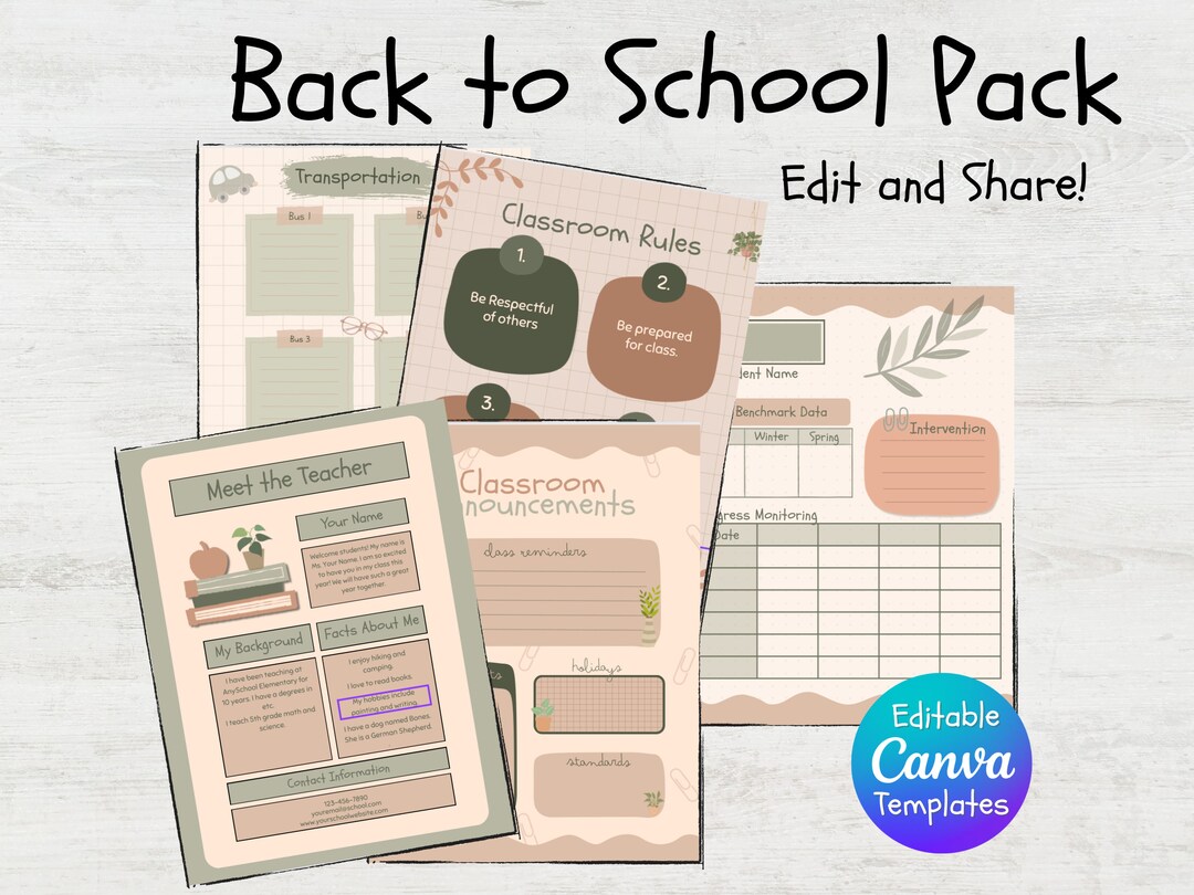 Back to School Editable Template Elementary First Day of School ...