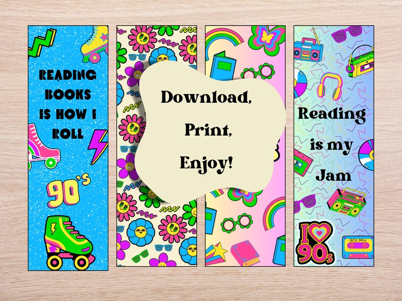 Printable Bookmark Pdf Instant Download Print Cut and Use 90s Theme ...