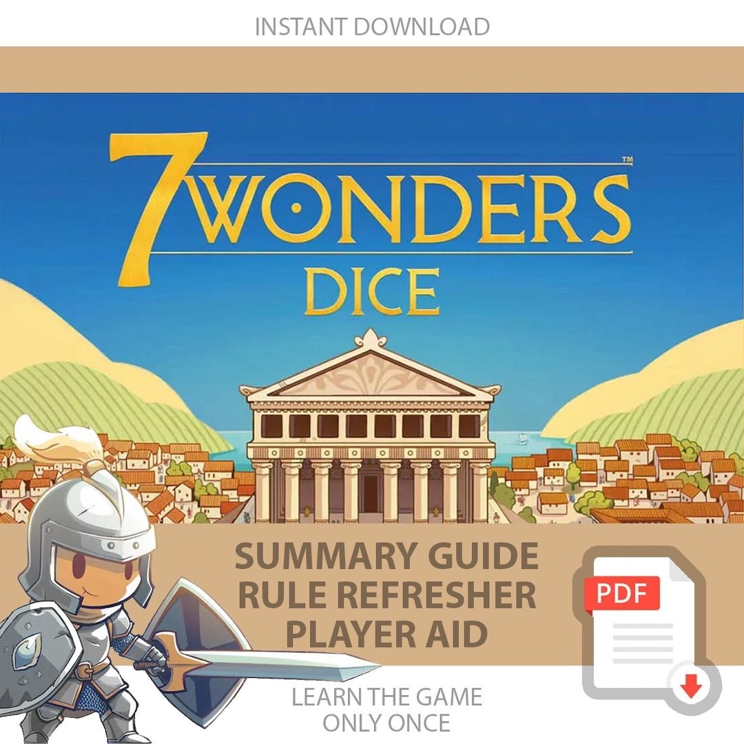 7 WONDERS DICE Board Game, Summary Guide, Rule Refresher, Player Aid - Etsy