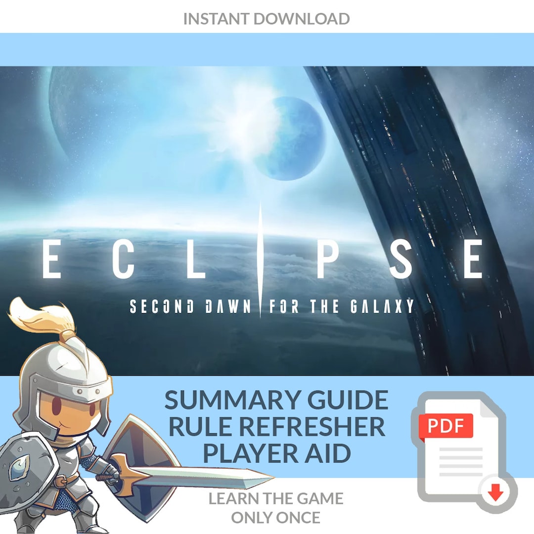 ECLIPSE: SECOND DAWN Board Game Summary Guide Rule Refresher Player Aid ...
