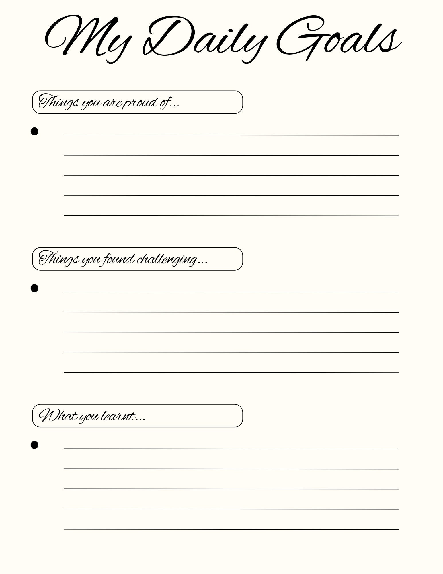 Daily, Weekly, Monthly Goal Setting List Planner, Digital Printable ...