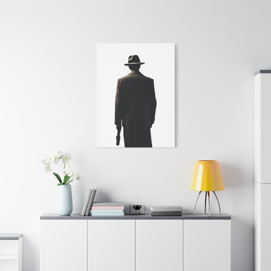 Gunman Wall Art, Minimalistic Modern Artwork, Mafia Man Home Decor, Man ...