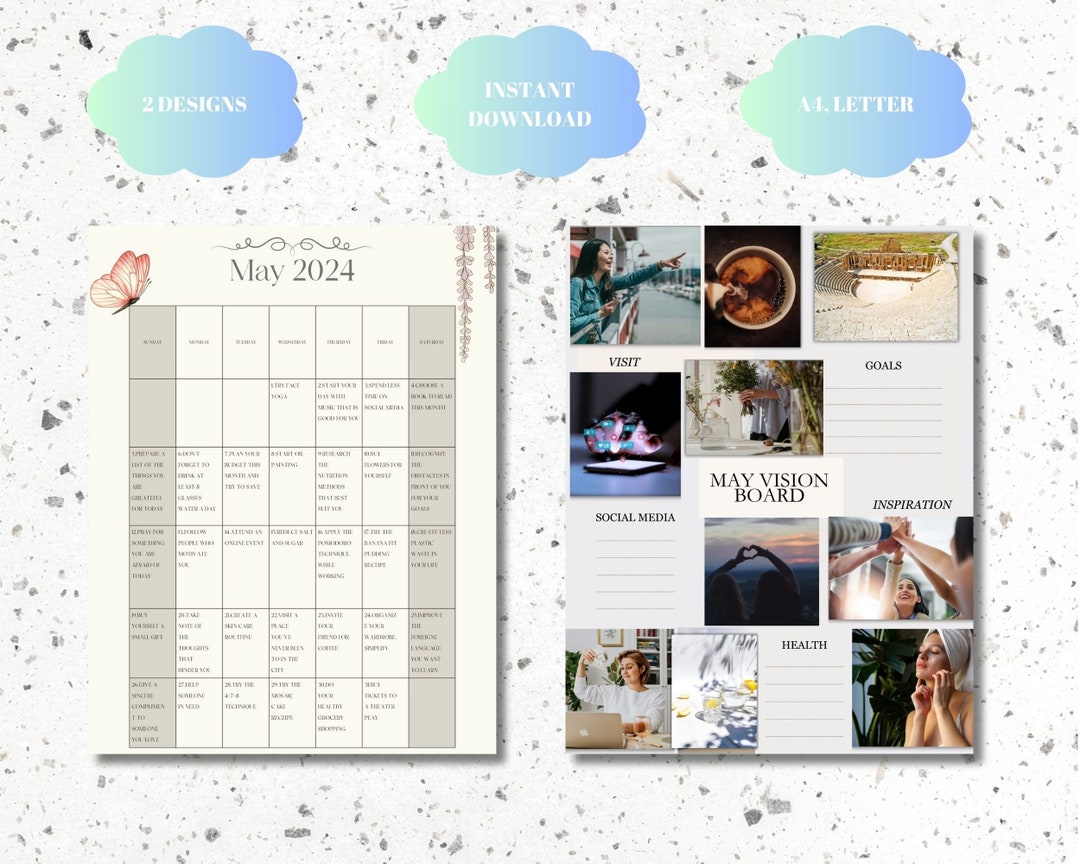 May Goals, Monthly Goals, Check List of Months, Digital Montly Calender ...