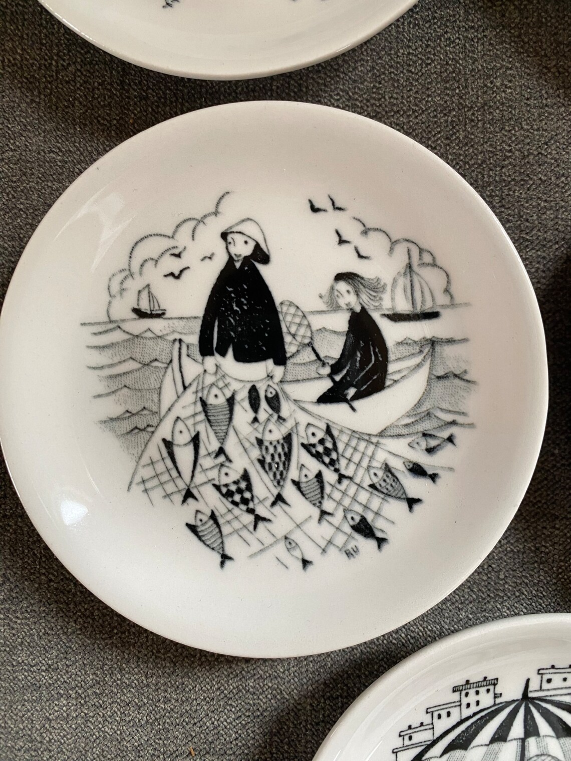 Arabia Finland Raija Uosikkinen Set of 5 Small Wall Plates "emilia" Mid ...