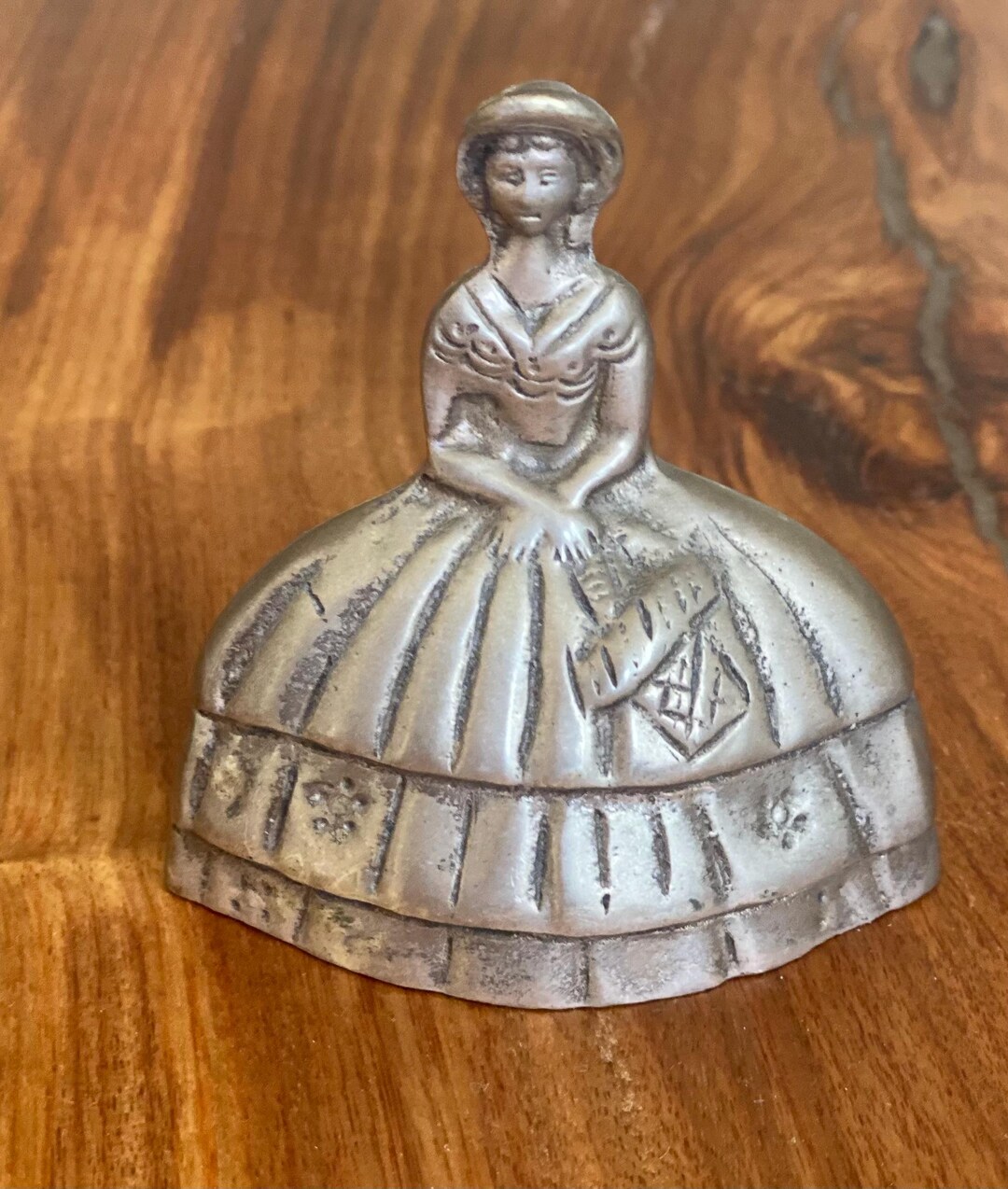 Brass Bell Southern Belle Victorian Lady With Basket Full Skirt Bonnet ...
