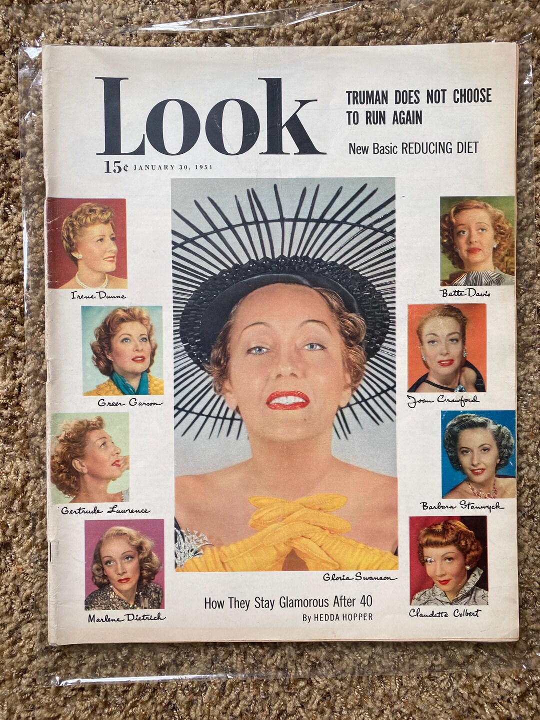 Vintage Look Magazine, January 1951, Gloria Swanson & Bette Davis Cover ...