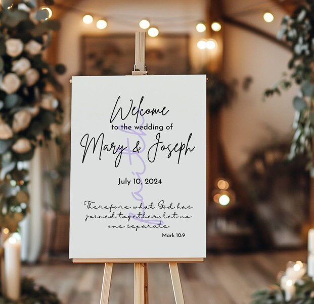 Wedding Welcome Sign Christian, Wedding Decor, Custom Wedding Sign ...