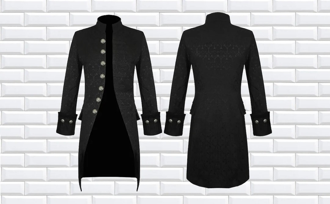 Mens Black Brocade Goth Jacket Steampunk Men's Coat Victorian Coat ...
