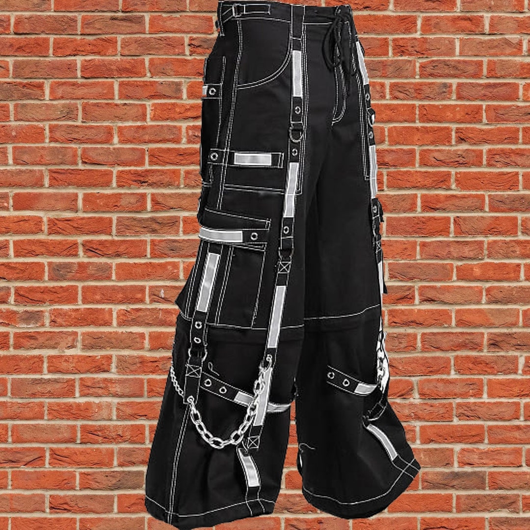 Gothic Black & Silver Reflector Women Pant Alternative Punk Rock ...