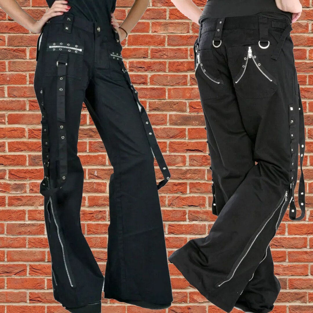 New Gothic Black & Black Women Pant Alternative Punk Rock Trouser Pants ...