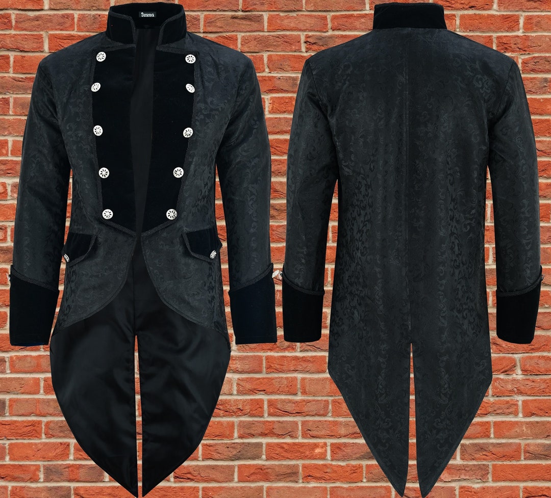 Men's Fashion Hip-hop Black & Brocade Rock Punk Gothic Jacket Brocade ...