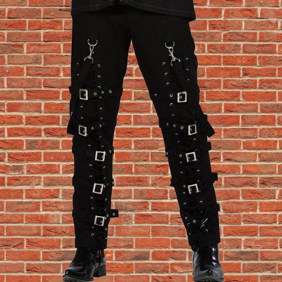 New Men Gothic Cyber Jeans Apocalyptic Punk Emo Trip Pants/goth ...