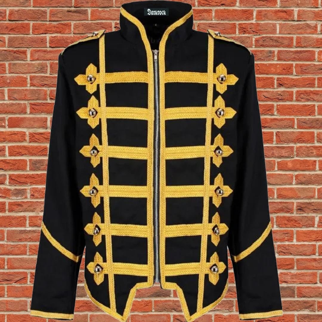 Gothic Motor Biker Black & Gold Motorcycle Jacket Punk Fetish EMO the ...