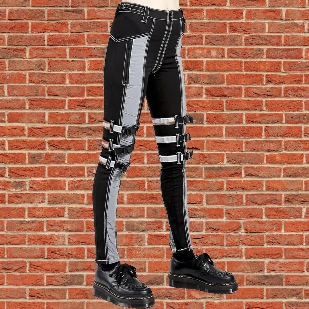 Women Fashion Hip-hop Rock Punk Gothic Trip Reflector Pants Sport ...