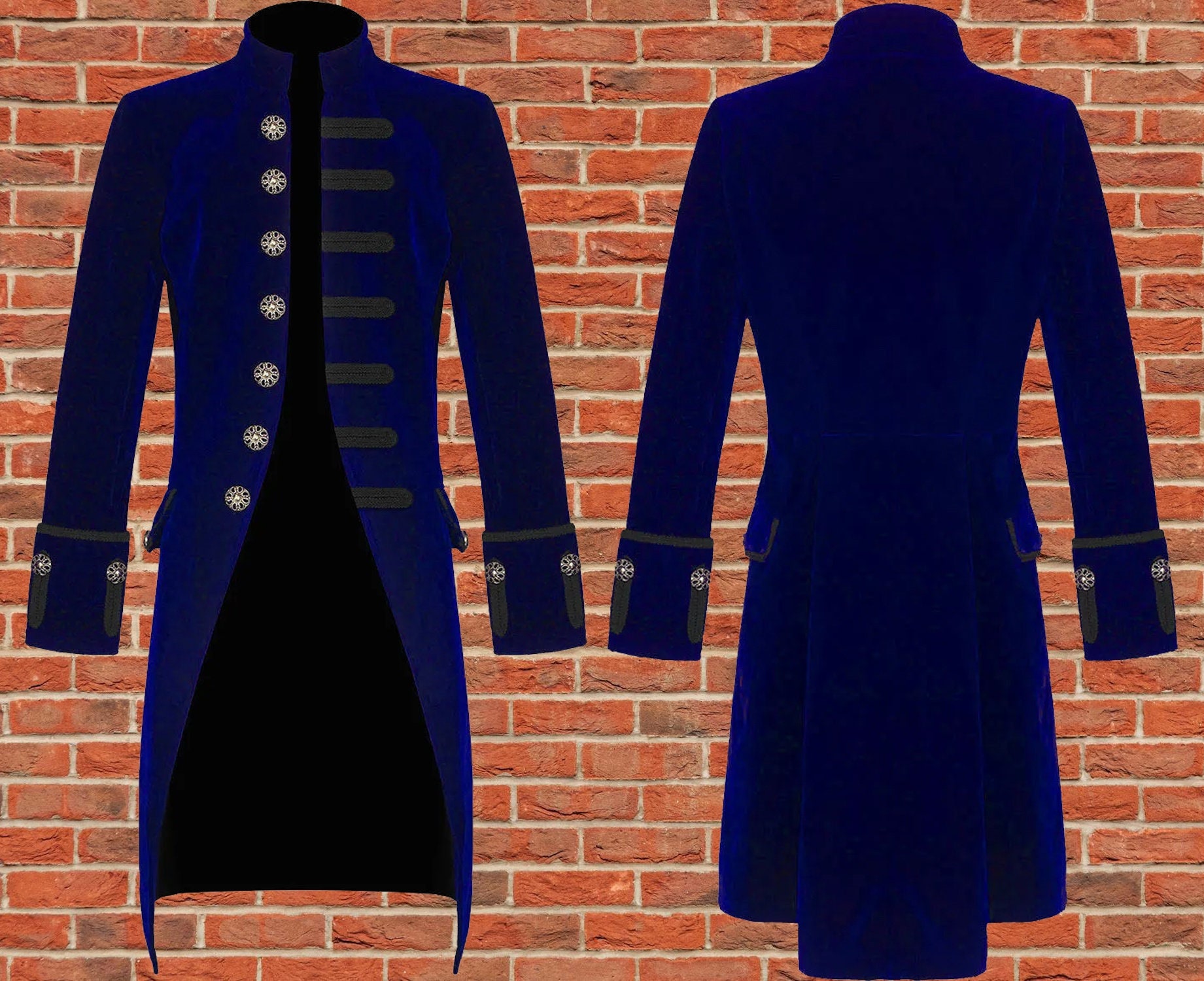 Mens Steampunk Blue Velvet Jacket Goth VTG Victorian Coat/coat/formal ...