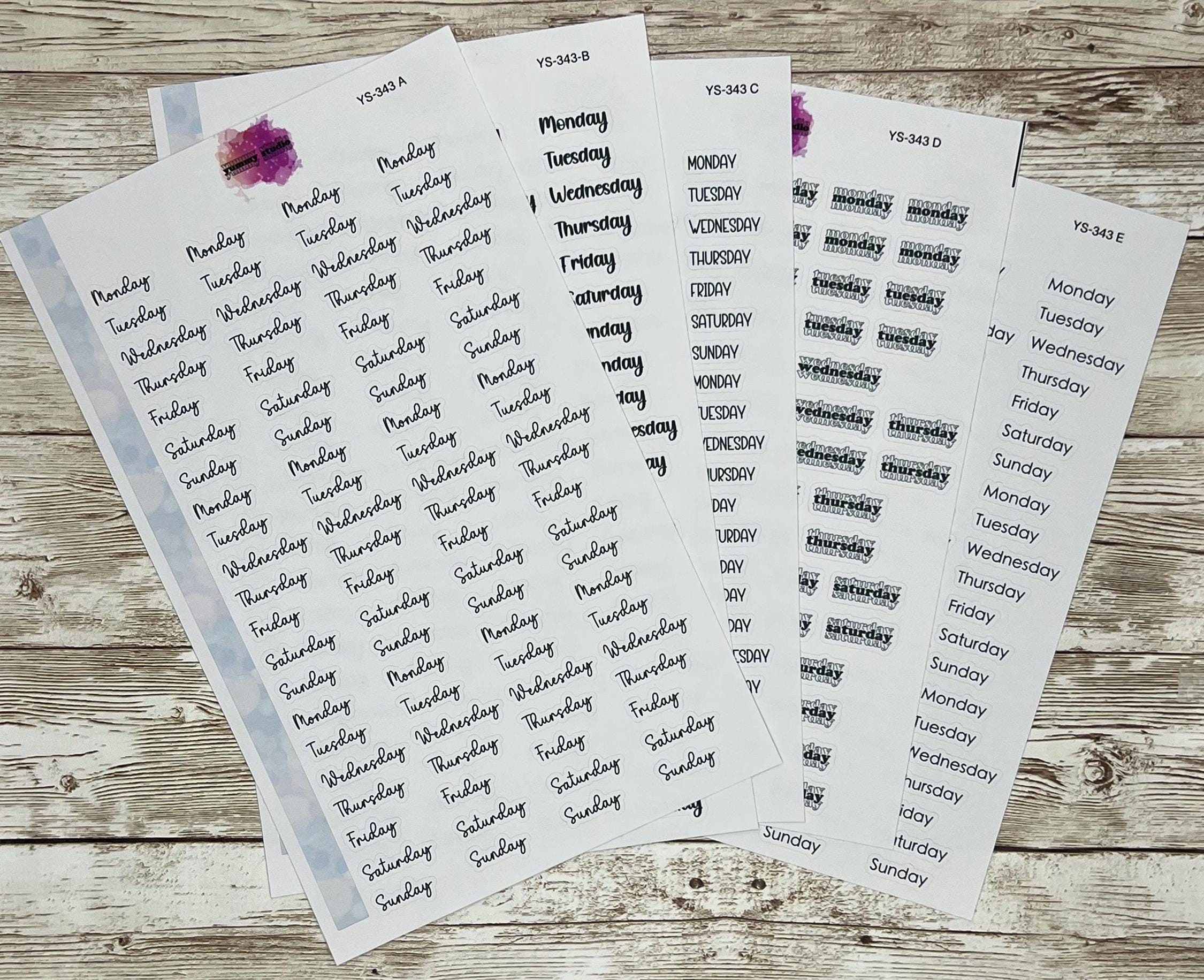 84 Days of the Week Script Planner Stickers, Functional Reminders, Cute ...