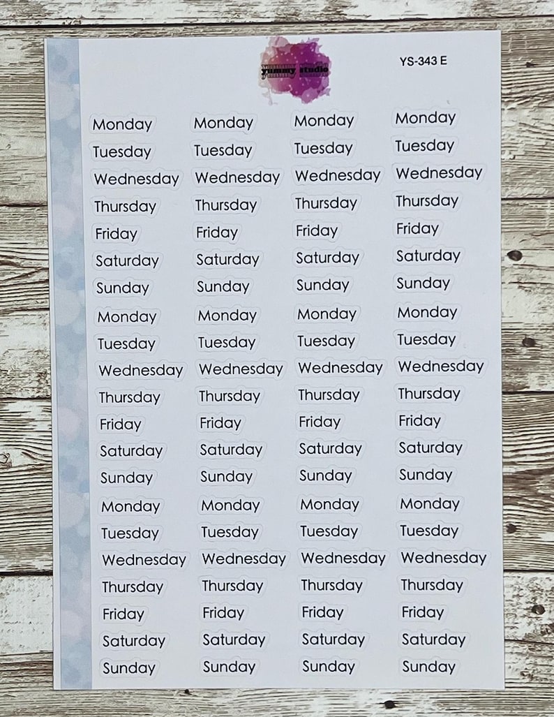 84 Days of the Week Script Planner Stickers, Functional Reminders, Cute ...