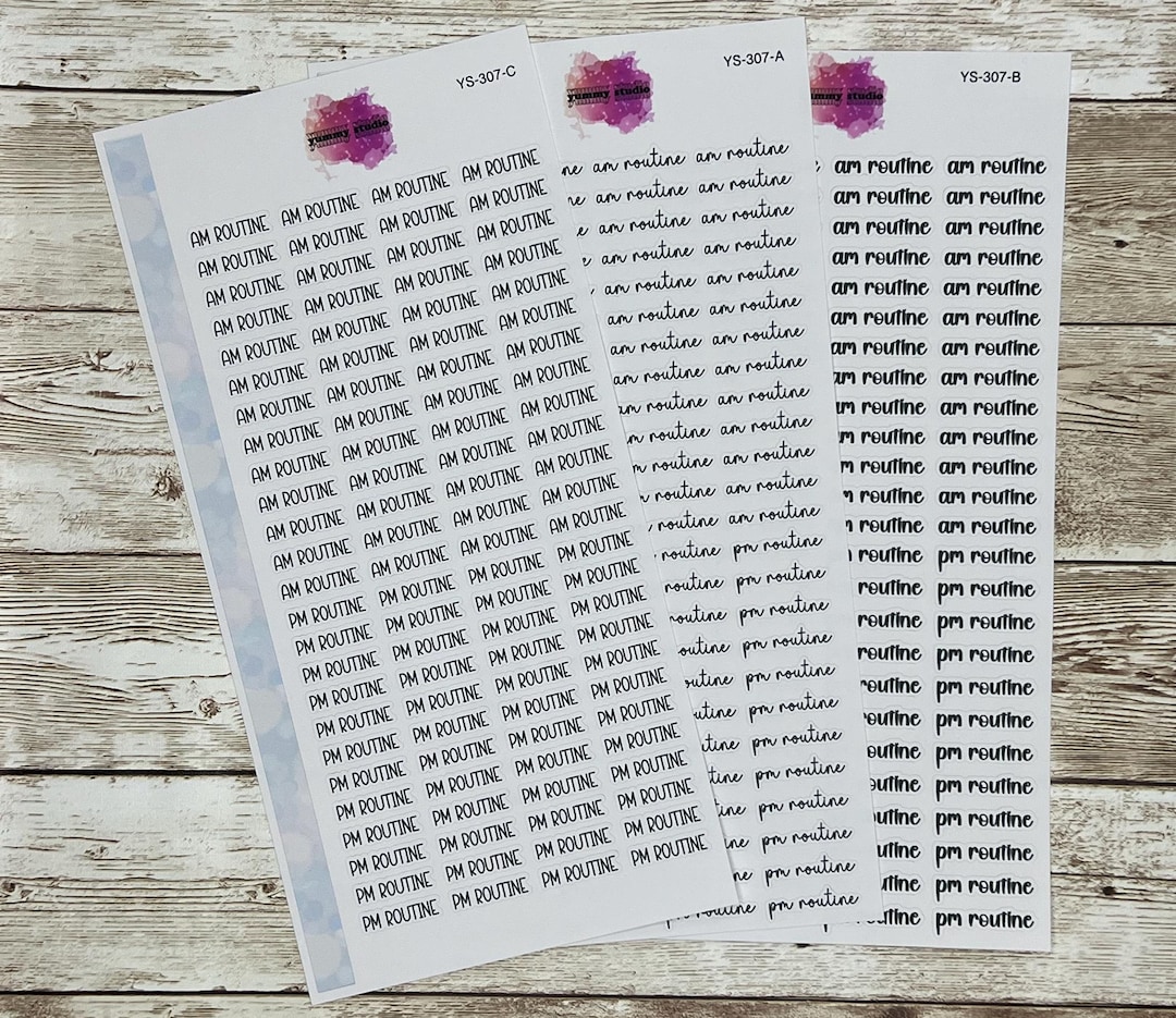 100 AM & PM Routine Script Planner Stickers, Functional Reminders, Cute ...