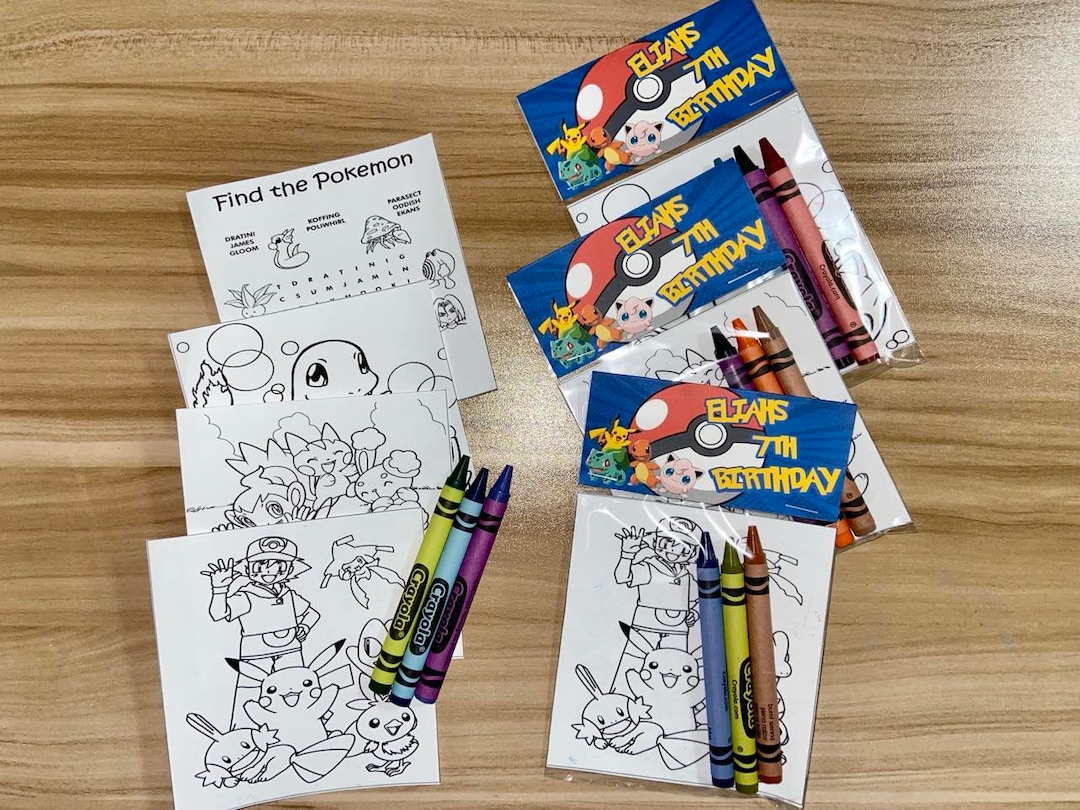 Poke Anime Coloring Kits Party Favors - Etsy