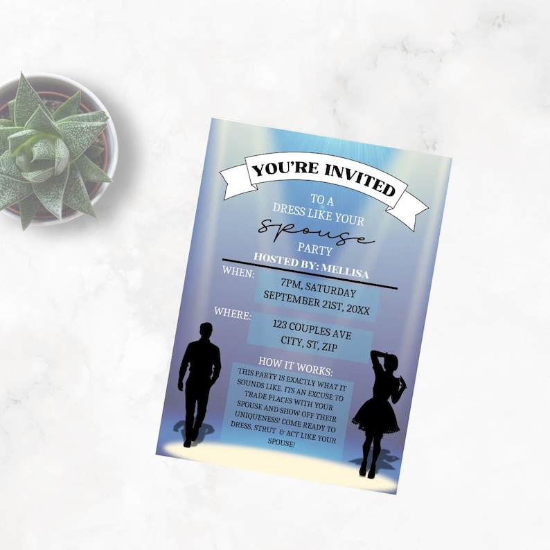 Dress Like Your Partner Party Invitation for Couples' Humor Night - Etsy