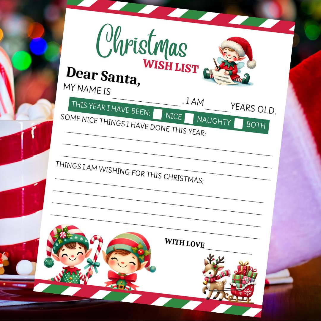 Printable Christmas Wish List: Letter to Santa Template (PDF, JPG, PNG ...