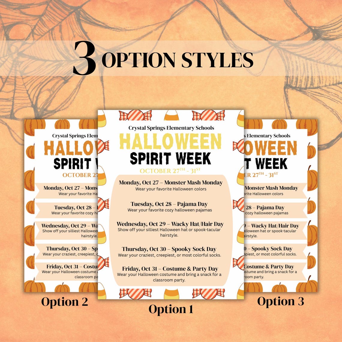 Halloween Spirit Week Flyer Template: Editable School Event Schedule ...