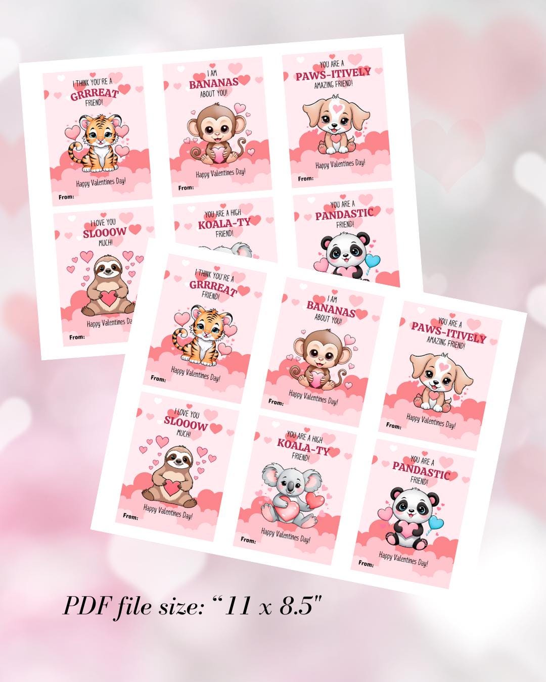 Cute Animal Valentines Day Cards| Printable Valentines Cards for Kids ...