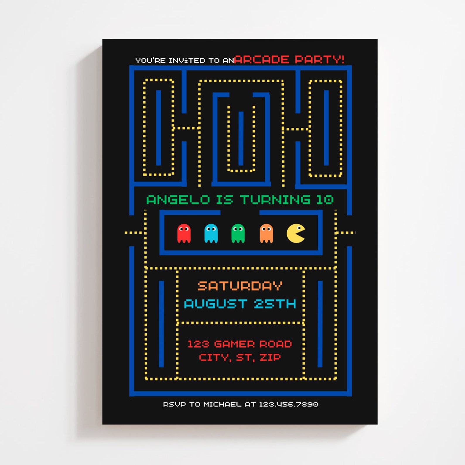 Pac Man Birthday Invitation Pac Man Birthday Party Pac Man Party ...