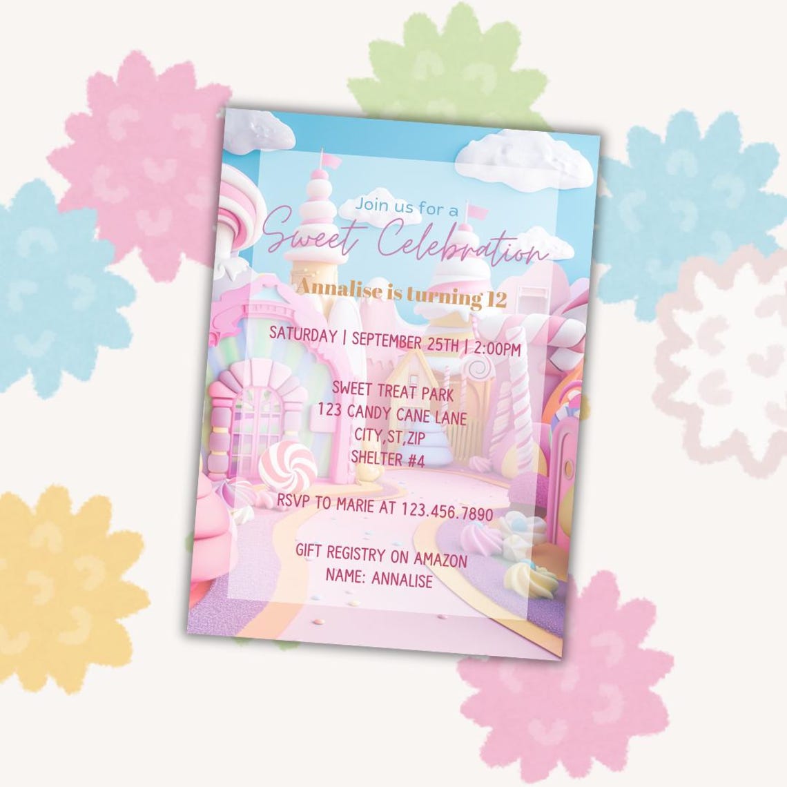 Candy Land Birthday Invitation: Whimsical Theme (PDF Template) - Etsy