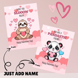 Cute Animal Valentines Day Cards| Printable Valentines Cards for Kids ...