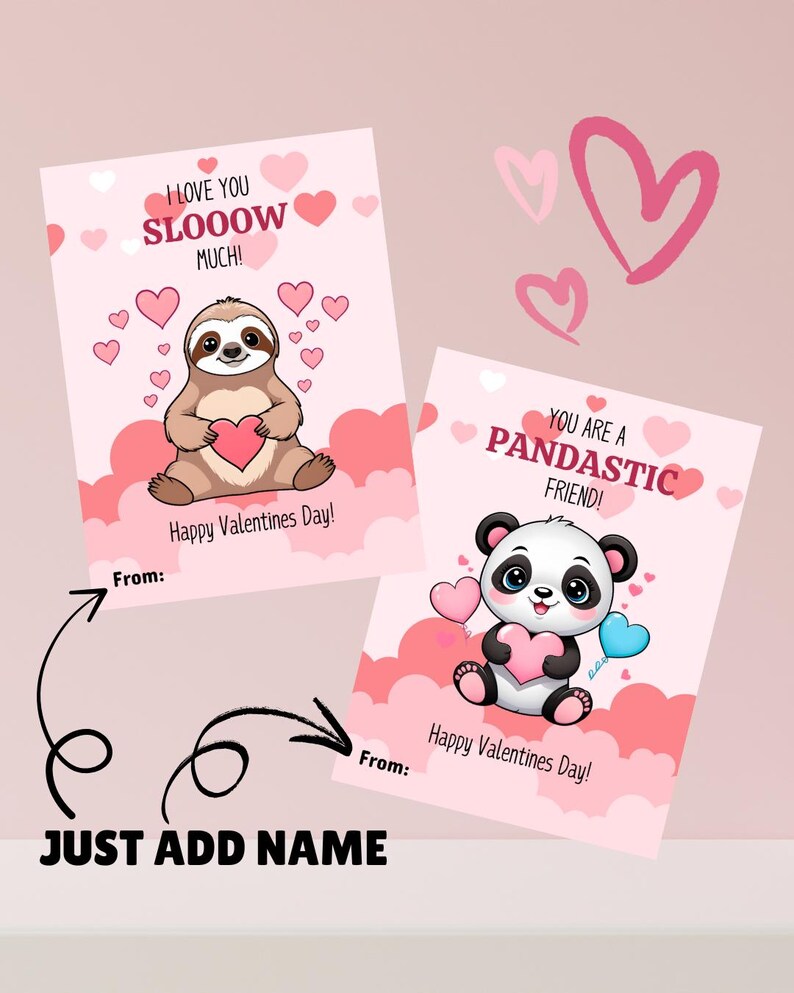 Cute Animal Valentines Day Cards| Printable Valentines Cards for Kids ...