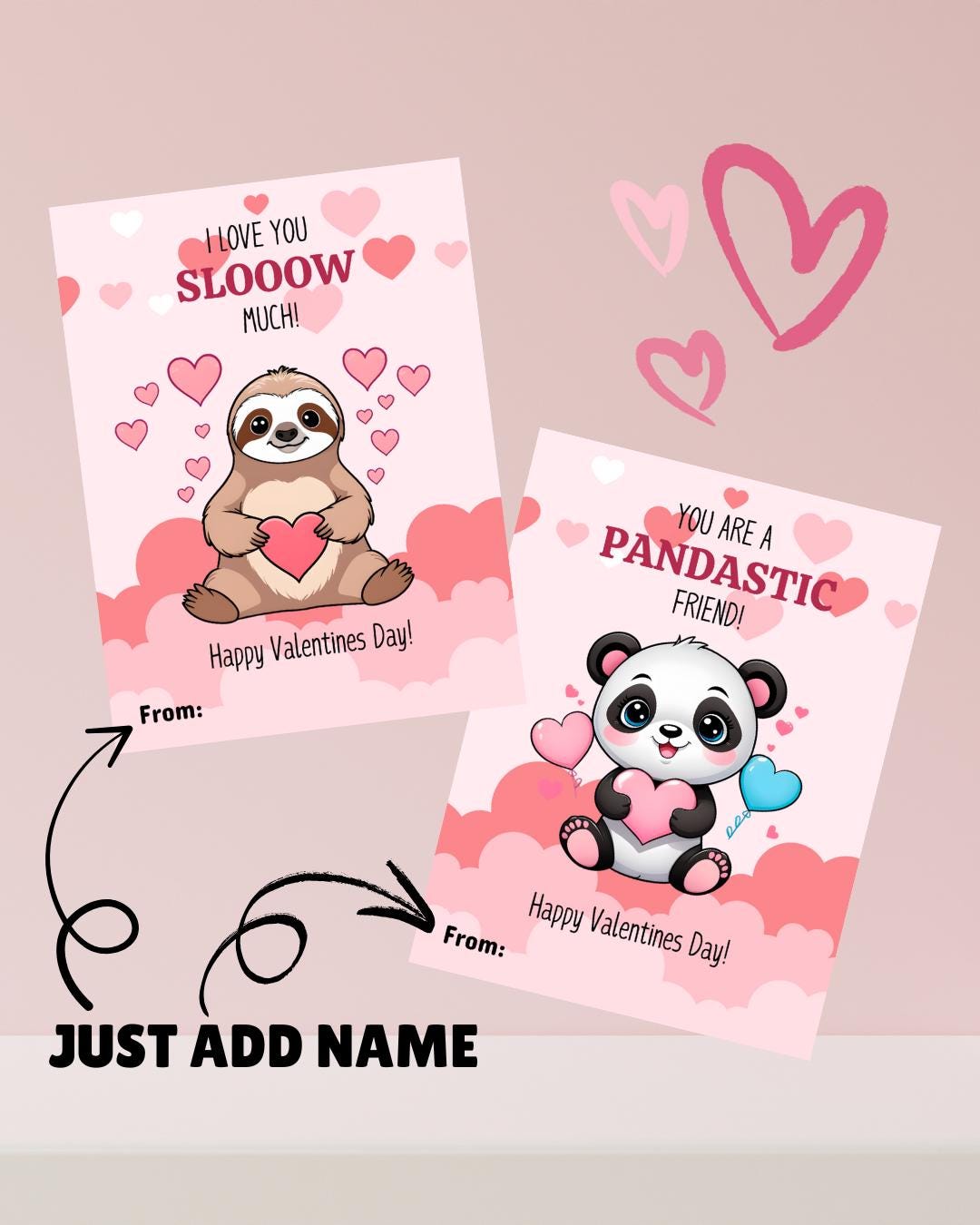 Cute Animal Valentines Day Cards| Printable Valentines Cards for Kids ...
